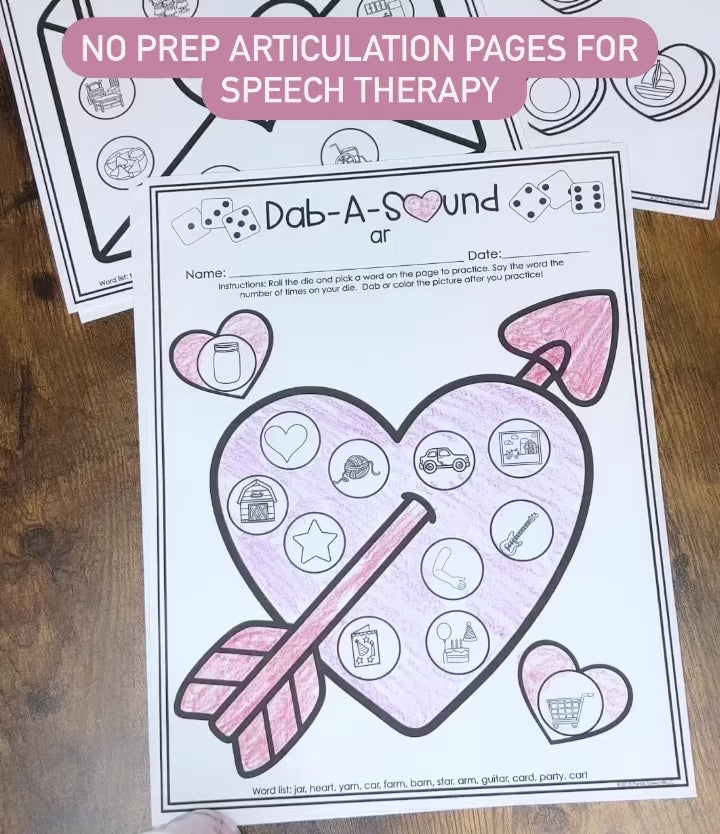Dab a Sound Sweet Heart Edition ~ Print & Go for Articulation SpeechTh ...
