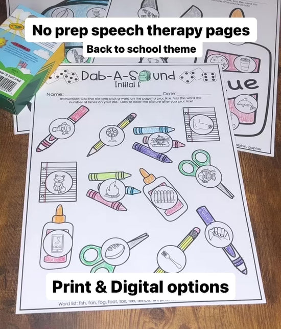 Dab a Sound Back to School Edition ~ Print & Go for Articulation Speec ...
