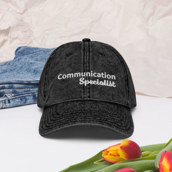 "Communication Specialist" Vintage Cotton Twill Cap – Panda Speech LLC