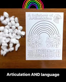 A Rainbow of Articulation and Language! Speech Therapy Cotton Ball cra ...