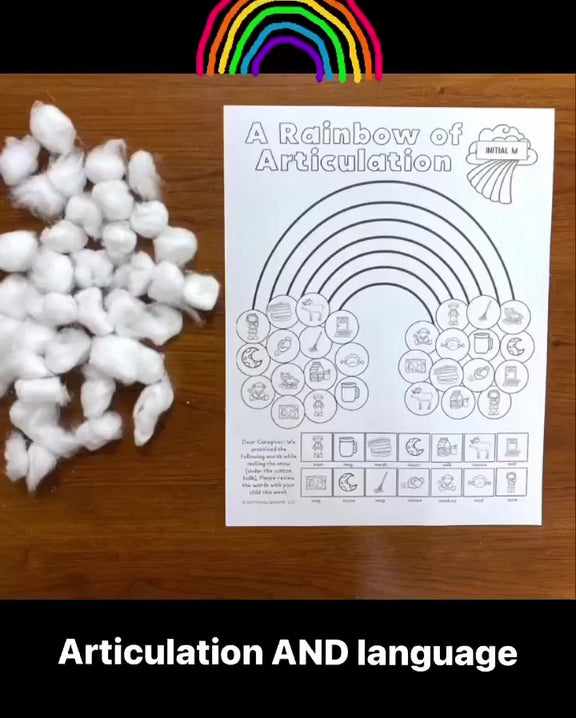 A Rainbow of Articulation and Language! Speech Therapy Cotton Ball cra ...