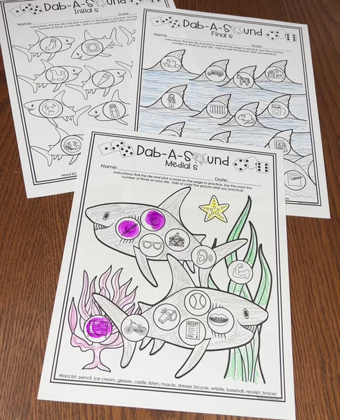 Dab a Sound Shark Edition ~ Print & Go for Articulation Speech Therapy ...