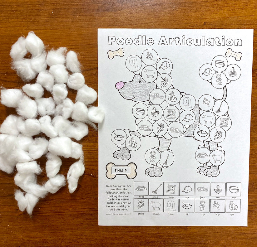 Poodle Articulation and Language! Speech Therapy Cotton Ball craft ...