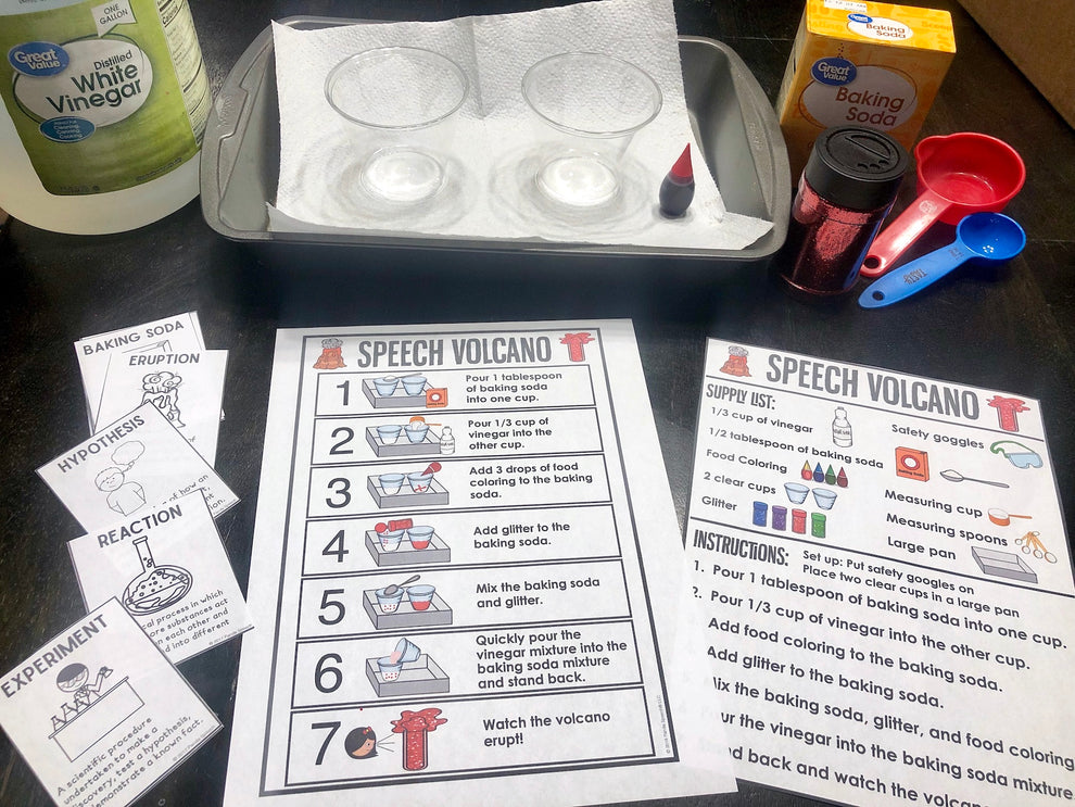 Speech Volcanos! Speech Therapy Science Experiment Visuals and Workshe ...