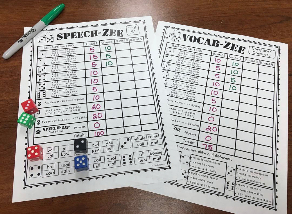 Speech Zee ~ Articulation Dice Game Companion – Panda Speech LLC