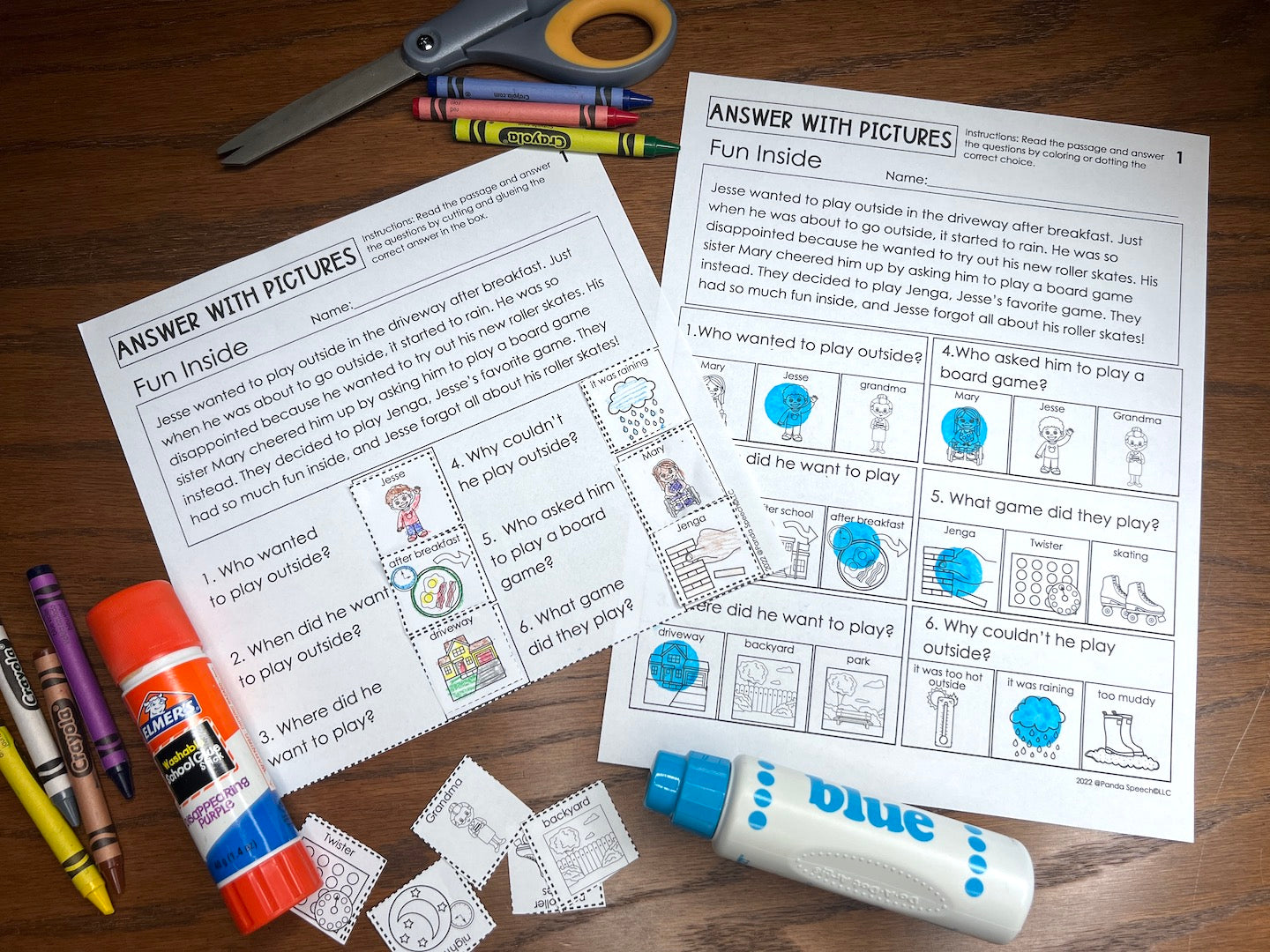 Answer with Pictures ~ Print & Go for WH Questions – Panda Speech LLC