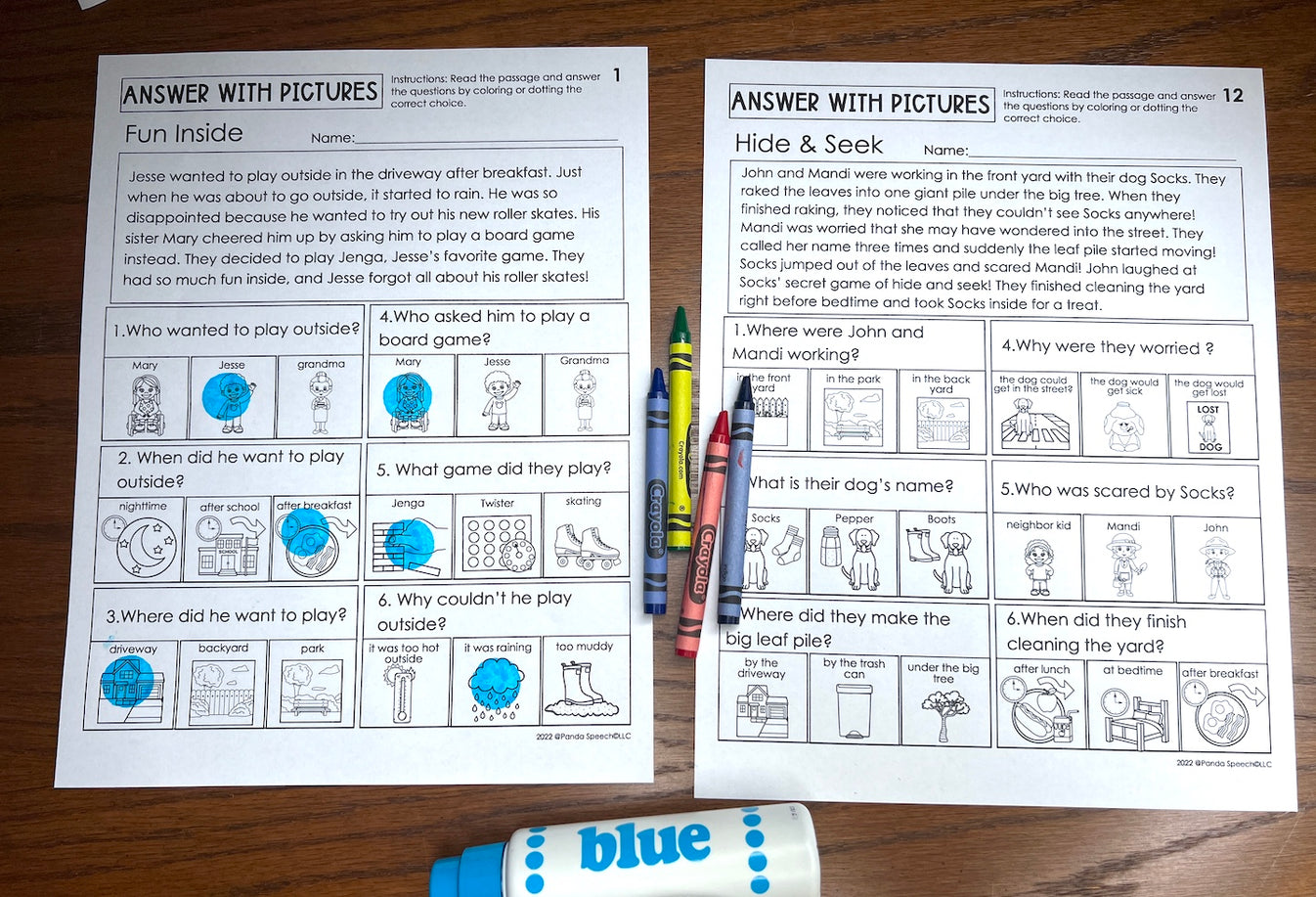 Answer with Pictures ~ Print & Go for WH Questions – Panda Speech LLC