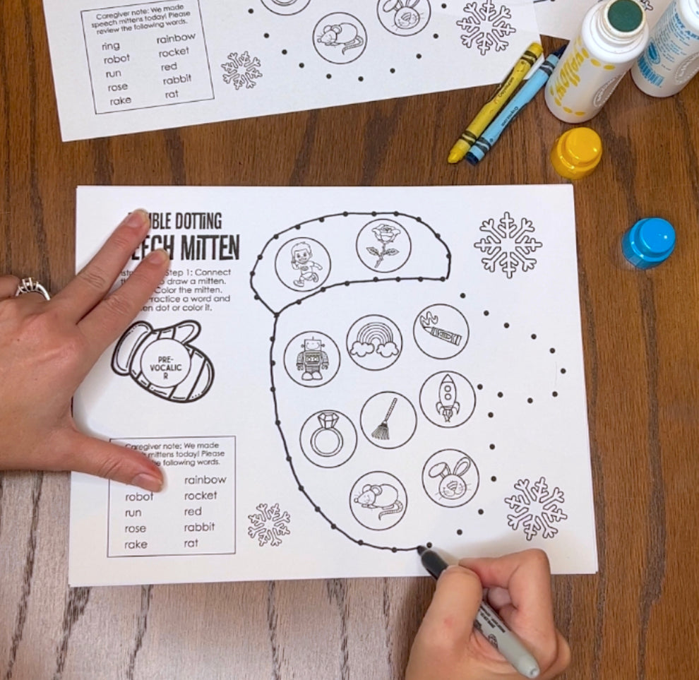 Double Dotting Speech Mittens ~ A Speech Therapy Art Activity – Panda ...
