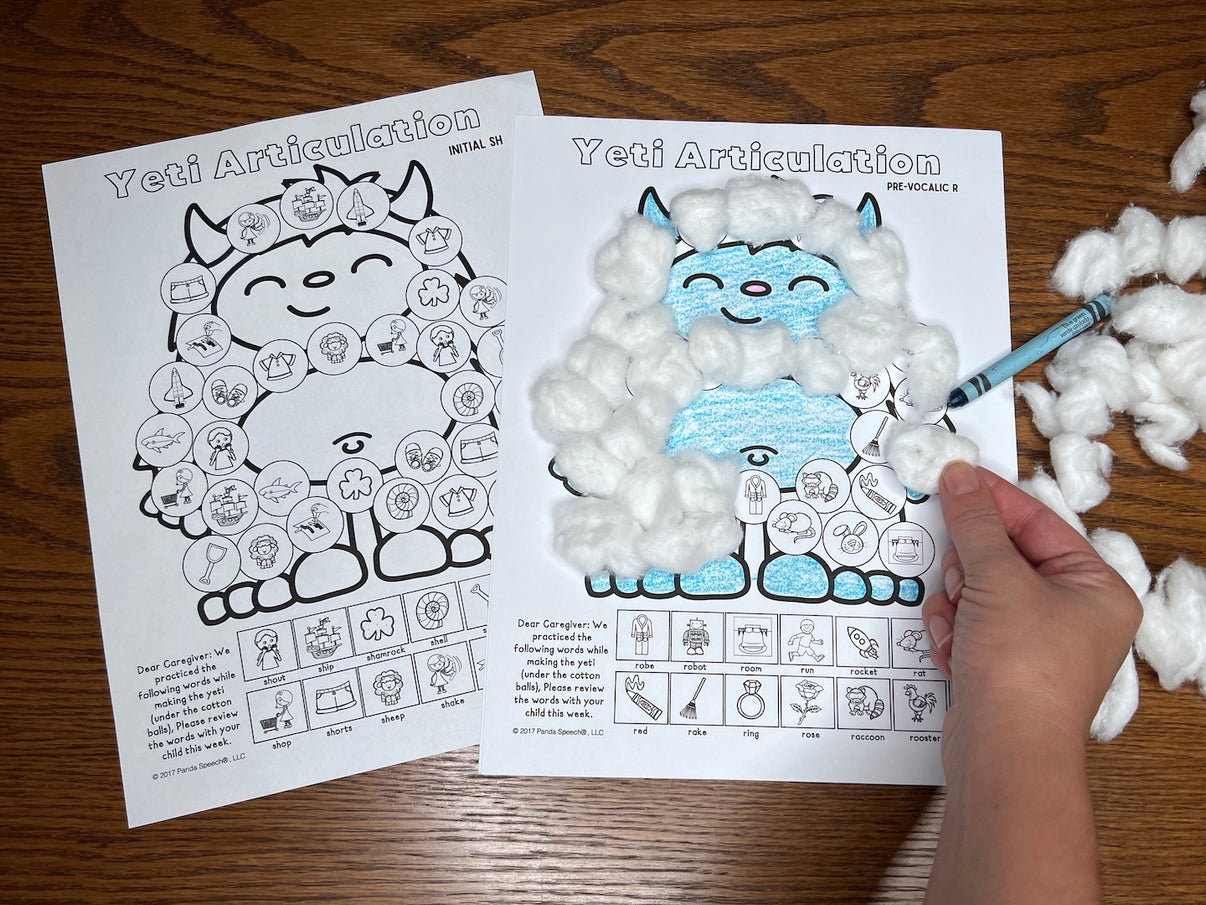 Yeti Articulation and Language! Speech Therapy Cotton Ball craft ...