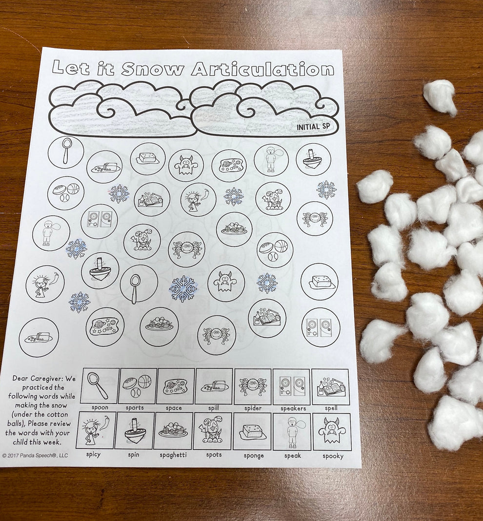 Let it Snow! Articulation and Language! Speech Therapy Cotton Ball cra ...
