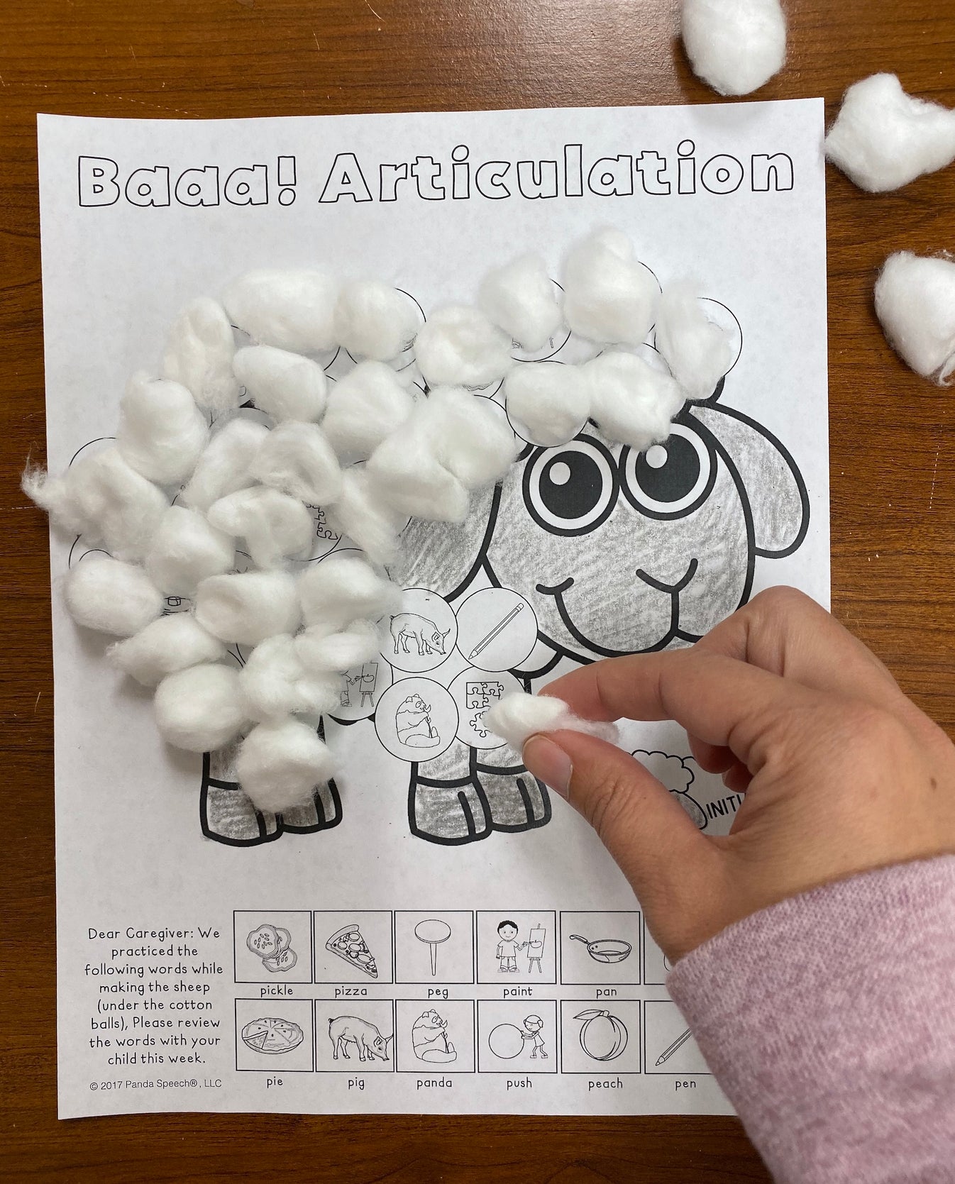 Baaa! Articulation and Language! Speech Therapy Cotton Ball craft (She ...