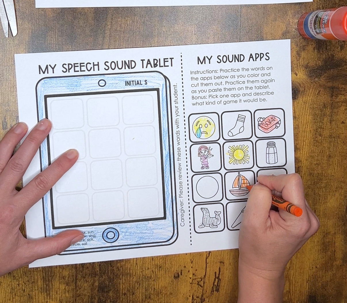 My Speech Tablet ~ One Page Articulation & Language Craft – Panda ...