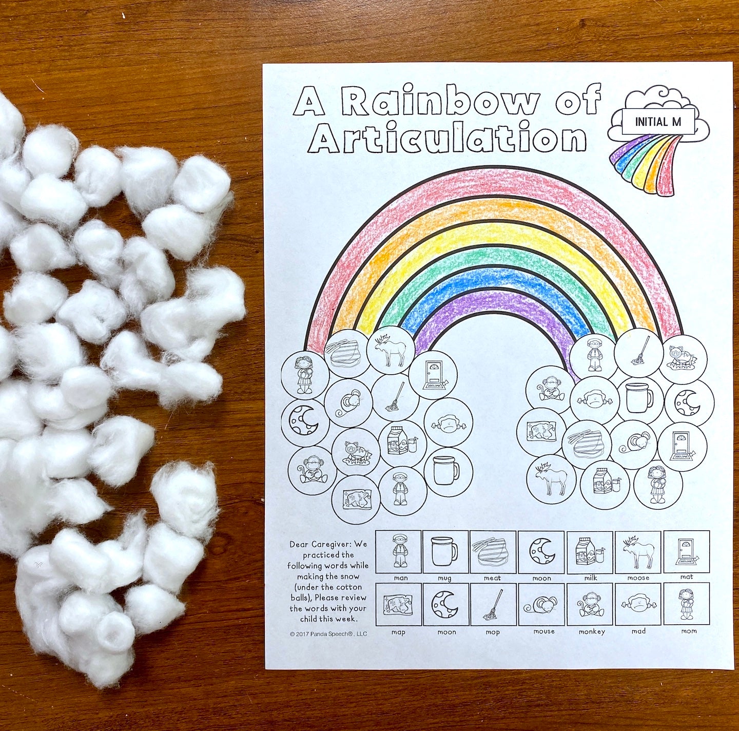 A Rainbow of Articulation and Language! Speech Therapy Cotton Ball cra ...