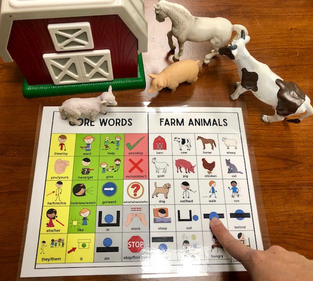 Core and Fringe One Page Activity Boards ~ AAC – Panda Speech LLC