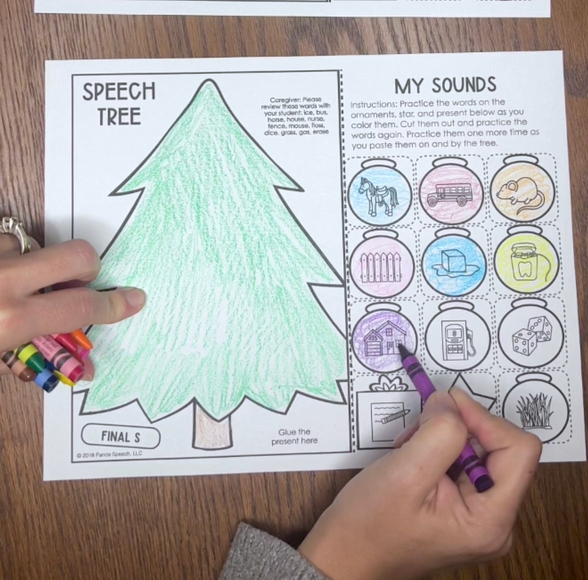 Speech Christmas Tree ~ One Page Speech and Language Craft – Panda ...