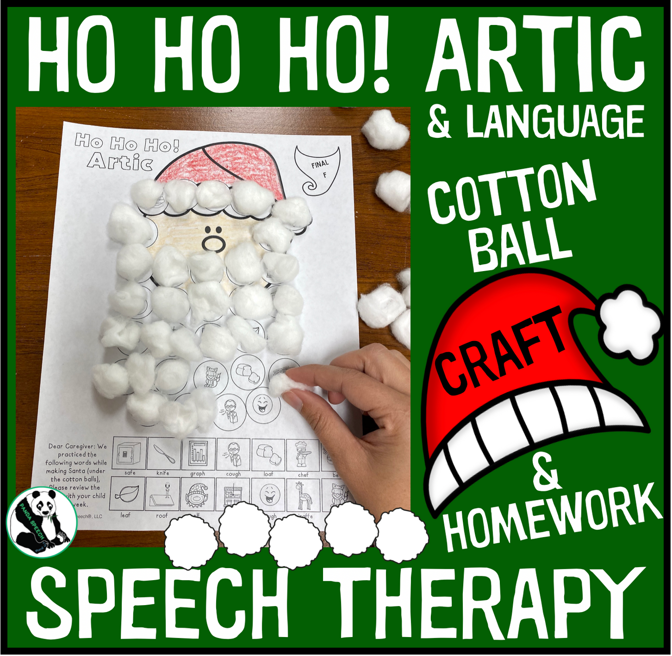 Ho Ho Ho! Articulation and Language! Speech Therapy Cotton Ball craft ...