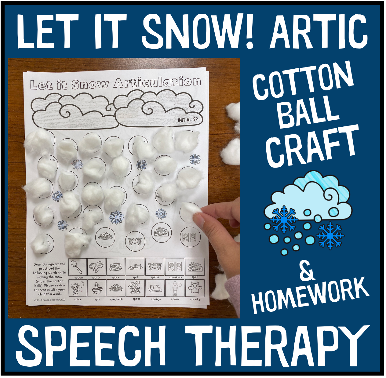 Let it Snow! Articulation and Language! Speech Therapy Cotton Ball cra ...
