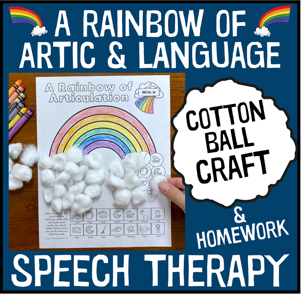 A Rainbow of Articulation and Language! Speech Therapy Cotton Ball cra ...
