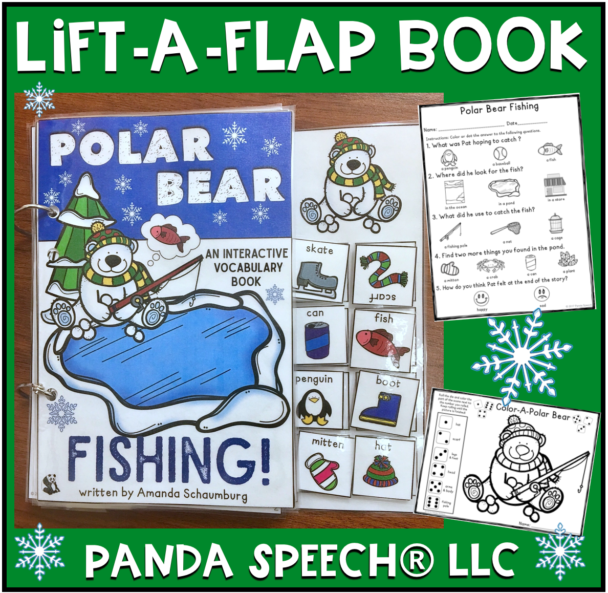 Polar Bear Fishing Lift a Flap Book (Print & Make Book) – Panda Speech LLC