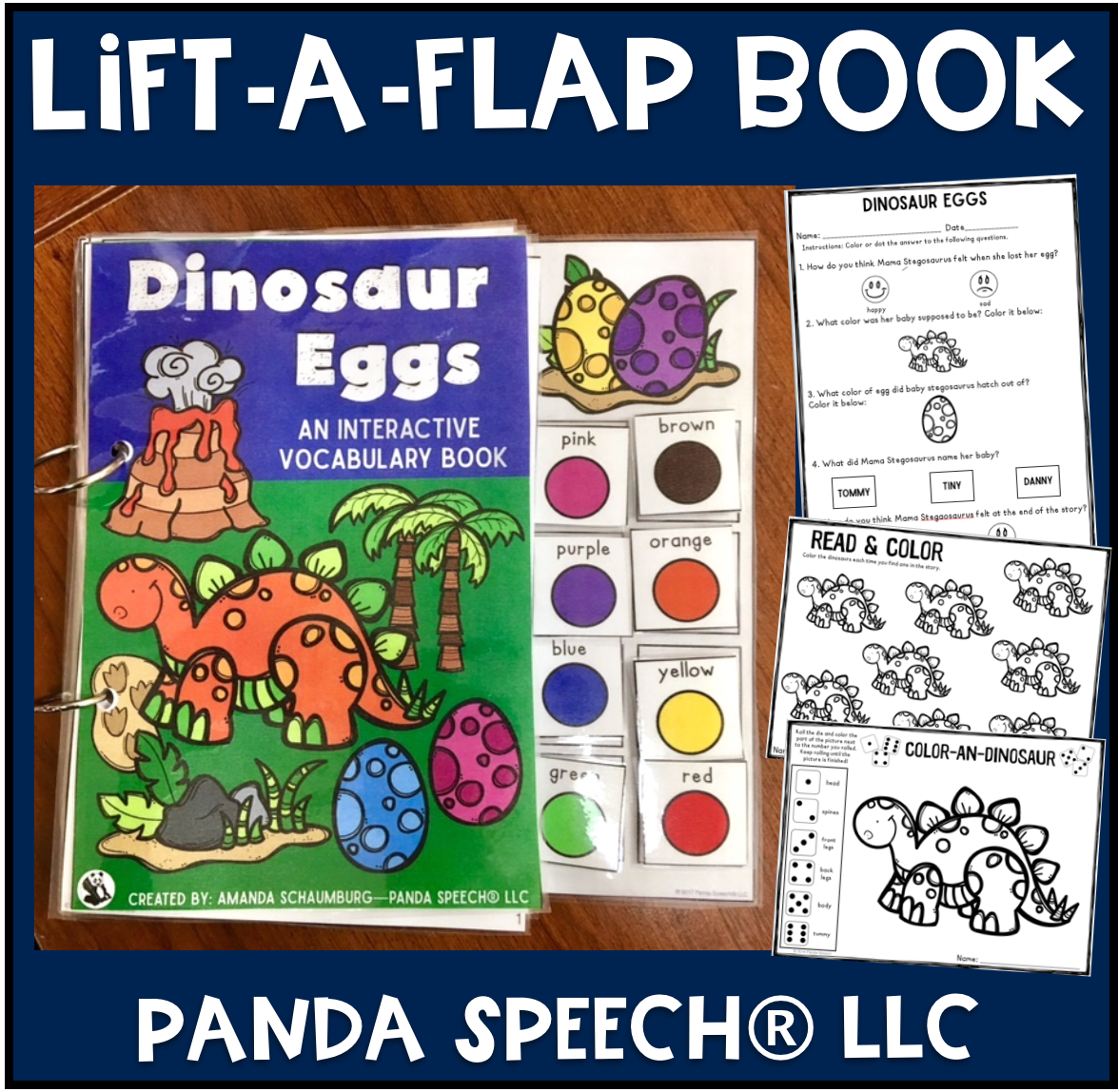 Dinosaur Eggs Lift a Flap Book (Print & Make Book) – Panda Speech LLC