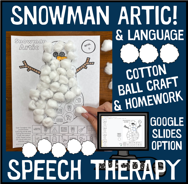 Snowman Articulation and Language! Speech Therapy Cotton Ball craft ...