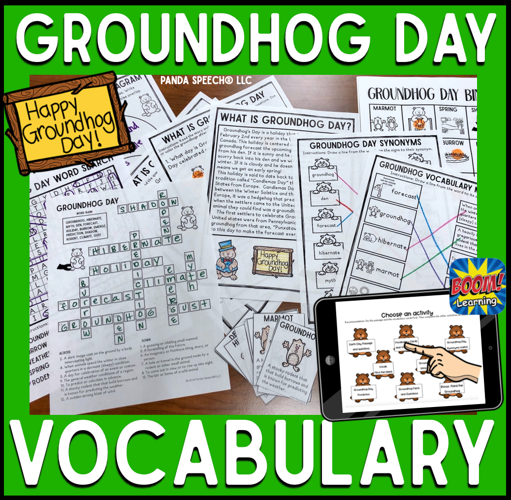 Groundhog day Vocabulary No-Print Unit ~ Print & Go – Panda Speech Therapy