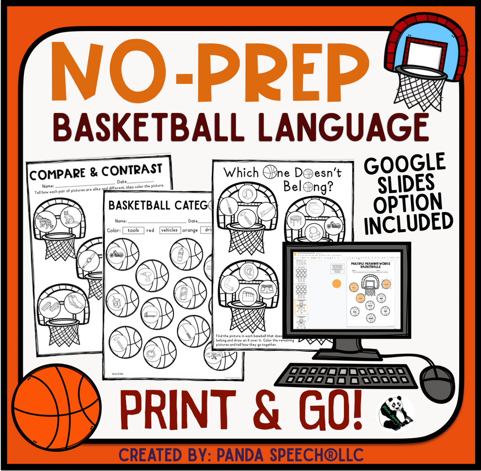 Basketball No Prep Language Pack (Quick pack!) – Panda Speech LLC