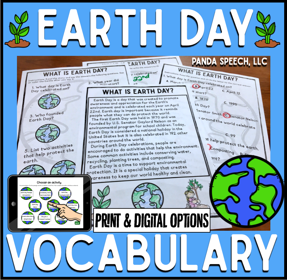 Earth day Vocabulary No-Print Unit ~ Print & Go – Panda Speech Therapy