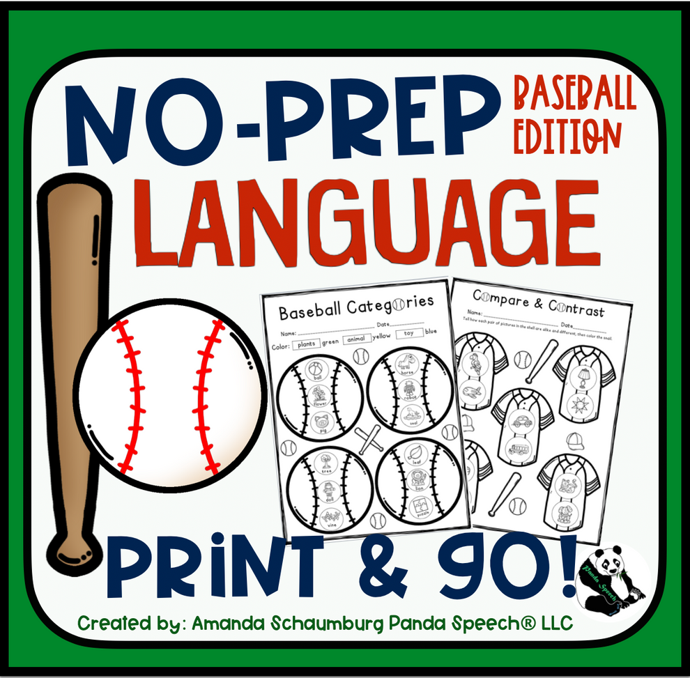 Baseball No Prep Language Pack (Quick pack!) – Panda Speech LLC