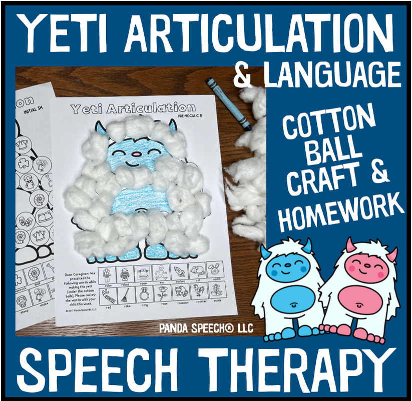 Yeti Articulation and Language! Speech Therapy Cotton Ball craft ...