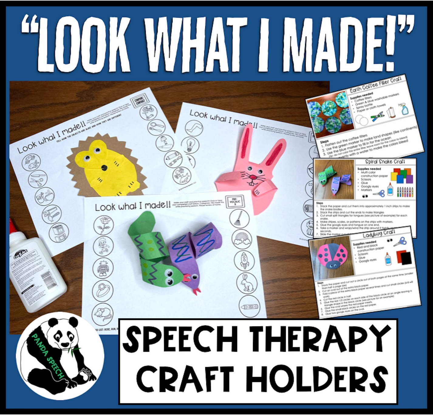Look What I Made! Craft Holders ~ Print & Go for Speech Therapy – Panda ...