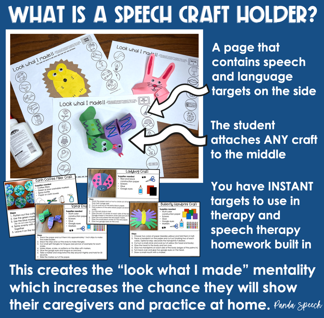 Look What I Made! Craft Holders ~ Print & Go for Speech Therapy – Panda ...