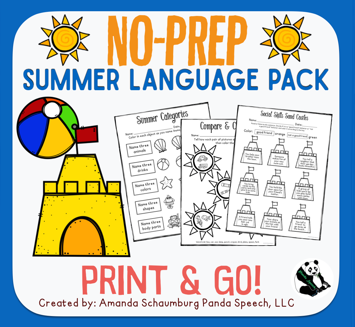 Summer No Prep Language Pack (Quick pack!) – Panda Speech Therapy