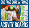 Core and Fringe One Page Activity Boards ~ AAC – Panda Speech LLC
