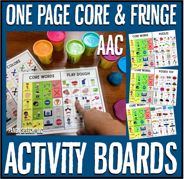 Core and Fringe One Page Activity Boards ~ AAC – Panda Speech LLC