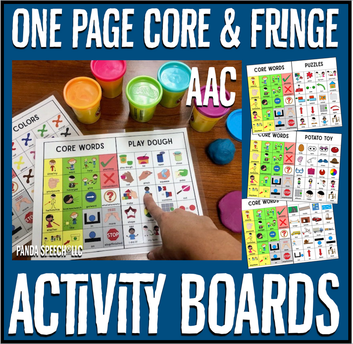Core and Fringe One Page Activity Boards ~ AAC – Panda Speech LLC