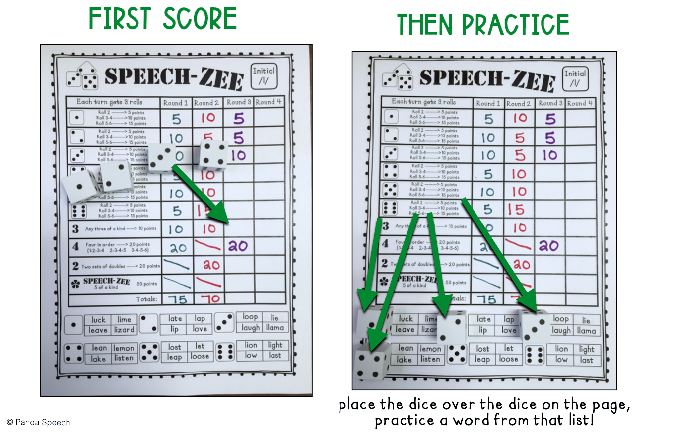 Speech Zee ~ Articulation Dice Game Companion – Panda Speech LLC